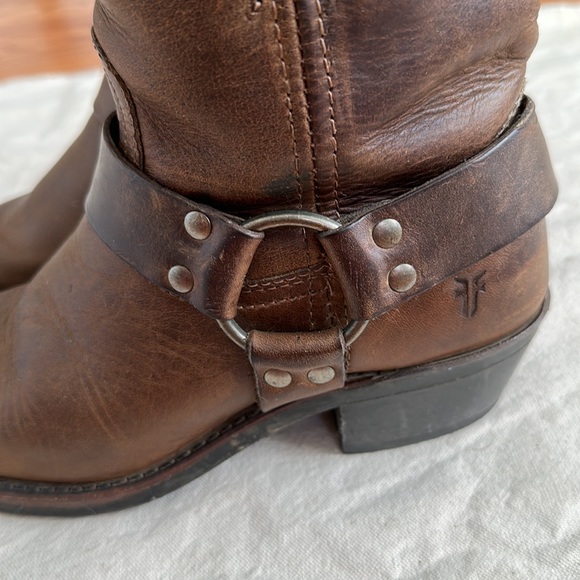 Frye | Shoes | Frye Brown Leather Short Harness Moto Boot Sz 7 | Poshmark